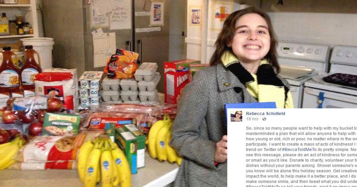 Rebecca Schofield Asks for Acts of Kindness With #BeccaToldMeTo