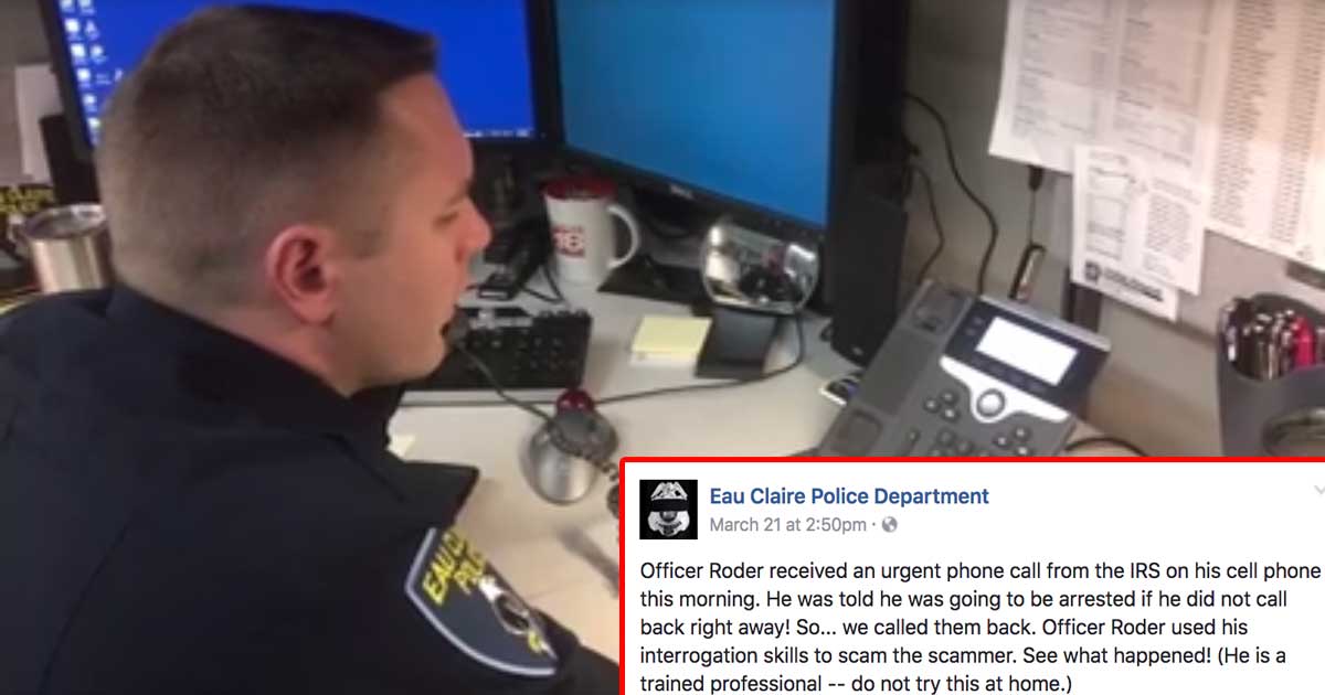 Kyle Roder of the Eu Claire Police Trolls IRS Scammer Over the Phone